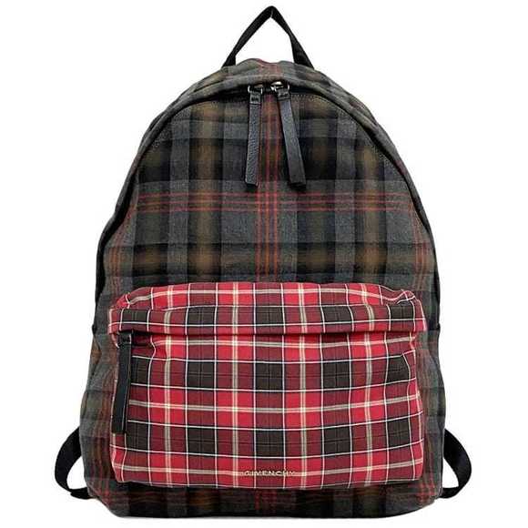 Givenchy | Bags | Givenchy Rucksack Gray Red Check Backpack Canvas ...